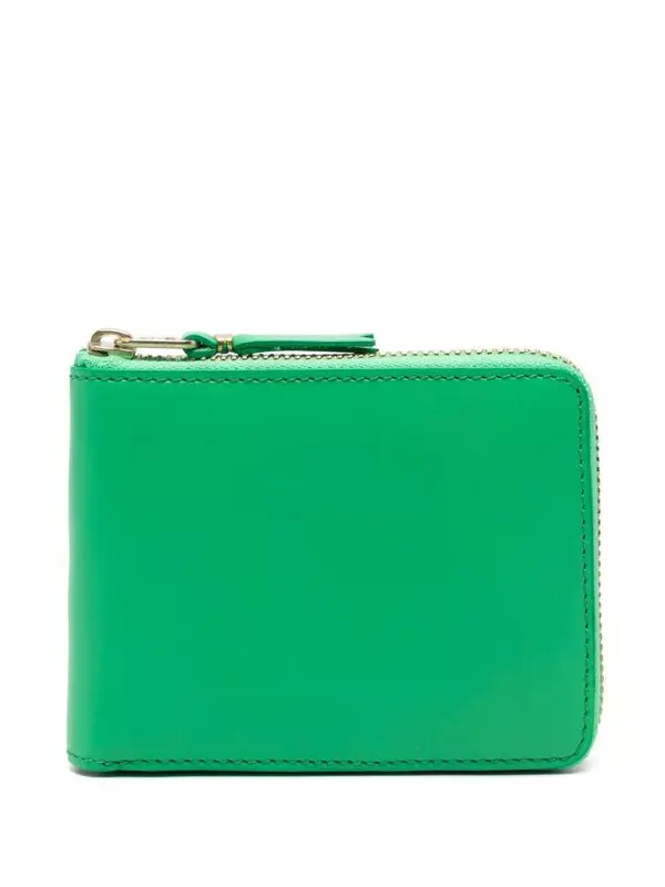 Comme Des Garçons Leather Zip Around Wallet - Green