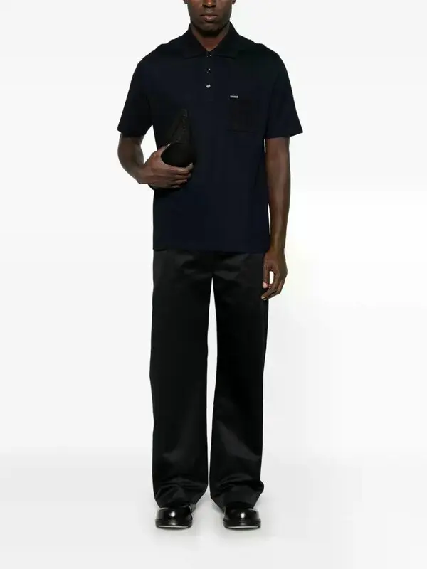 FERRAGAMO Jacquard-pocket V-neck Polo Shirt
