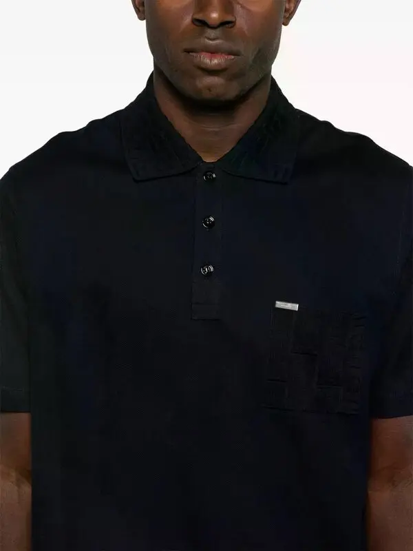 FERRAGAMO Jacquard-pocket V-neck Polo Shirt