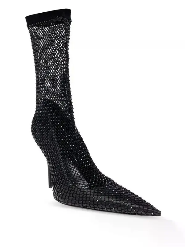 Balenciaga 110mm Avenue Fishnet Booties - Black