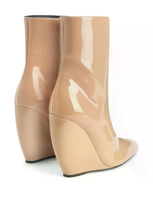 GIUSEPPE ZANOTTI 105mm Patent Leather Wedge Ankle Boots - Neutrals