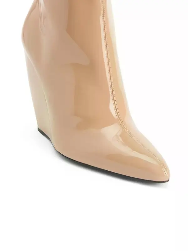 GIUSEPPE ZANOTTI 105mm Patent Leather Wedge Ankle Boots - Neutrals