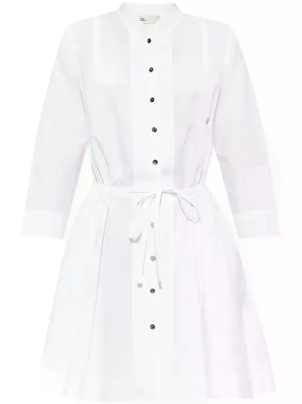 Tory Burch Cotton Mini Dress With Drawstring Waist And Three-quarter Length Sleeves