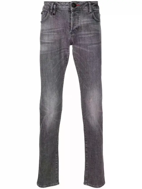 Philipp Plein Iron- Slim-fit Stretch-cotton Jeans - Grey