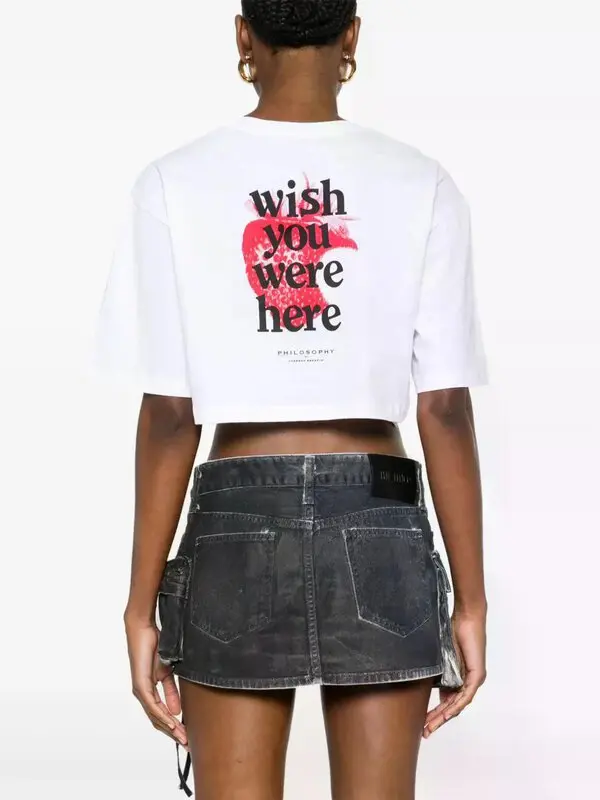 Philosophy Di Lorenzo Serafini Graphic Print Cropped T-shirt
