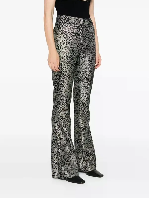 GENNY Animalier Lurex Flared Trousers