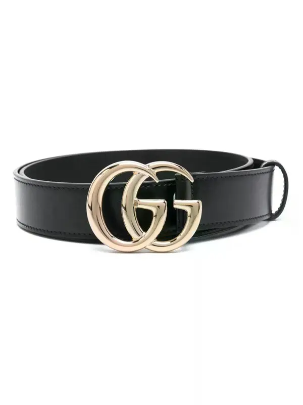 Gucci Double G Buckle Leather Belt - Black