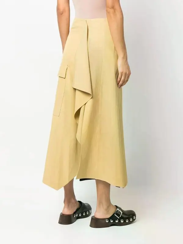 Colville Asymmetric Draped Ruffle Midi Skirt