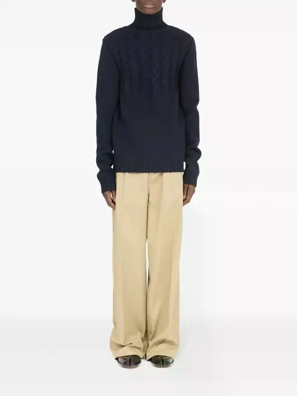 MAISON MARGIELA High-neck Virgin Wool Cable Knit Sweater