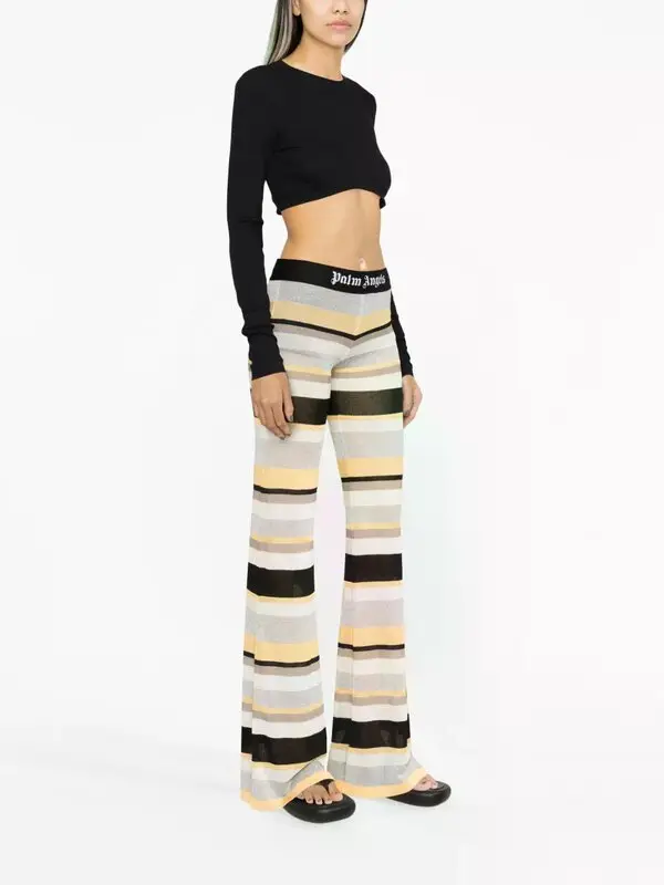 Palm Angels Striped Lurex-knit Flared Trousers