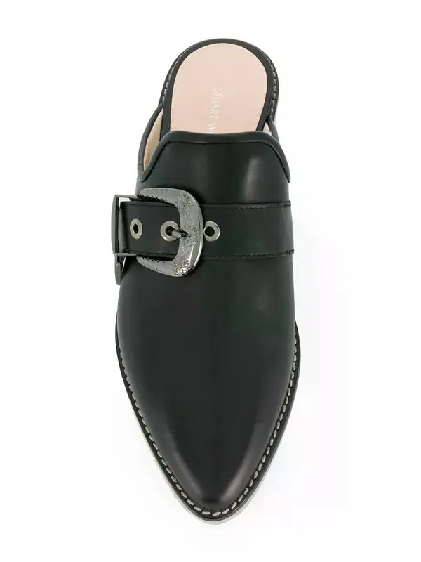 STUART WEITZMAN Leather Buckle Mules