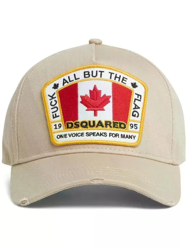 Dsquared2 Beige Cotton Baseball Cap With Embroidered Logo - Neutrals