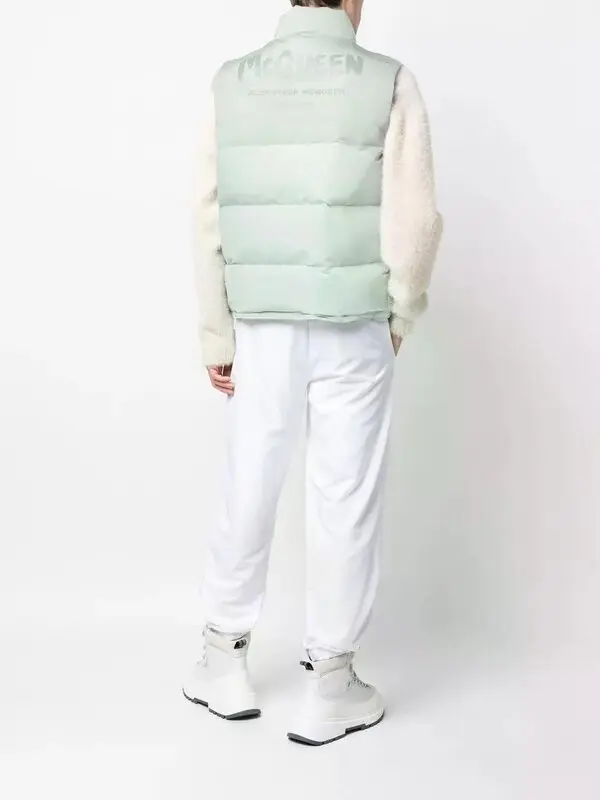 Alexander McQueen Logo Print Puffer Gilet - Green