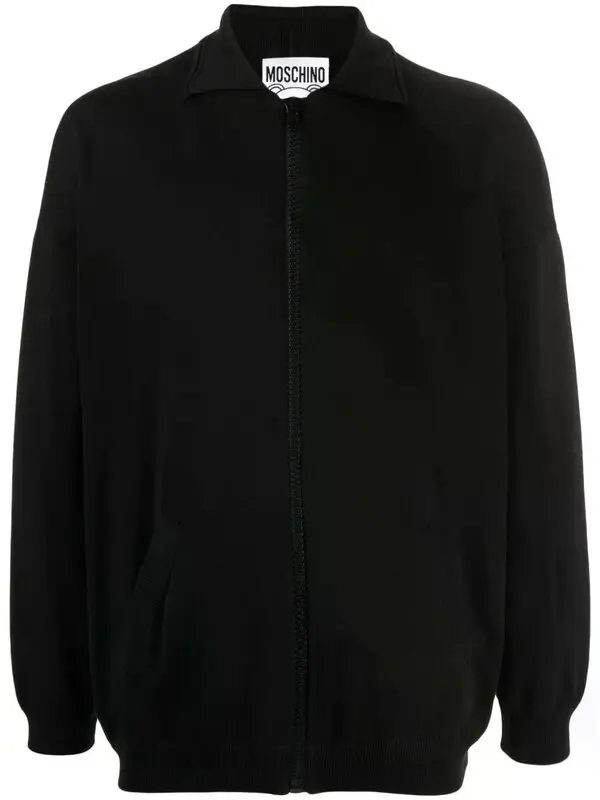 Moschino Teddy Bear Intarsia Knit Zip Cardigan
