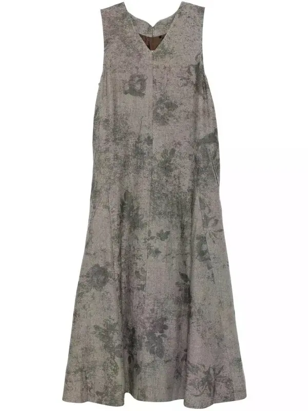 ZIGGY CHEN Abstract Print Midi Dress - Grey