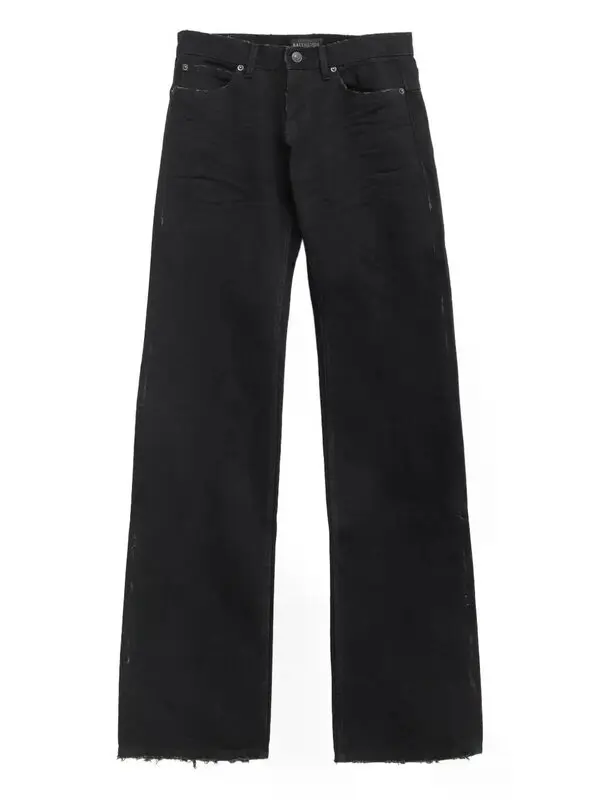 Balenciaga Wide-leg Jeans With Frayed Hem - Black