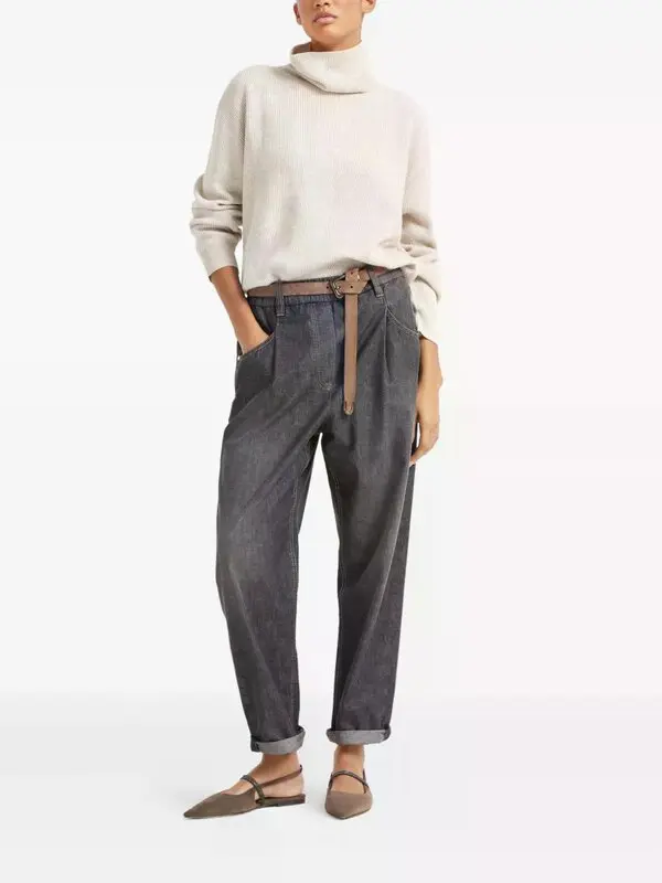 Brunello Cucinelli Ribbed Cashmere Roll-neck Jumper - Neutrals