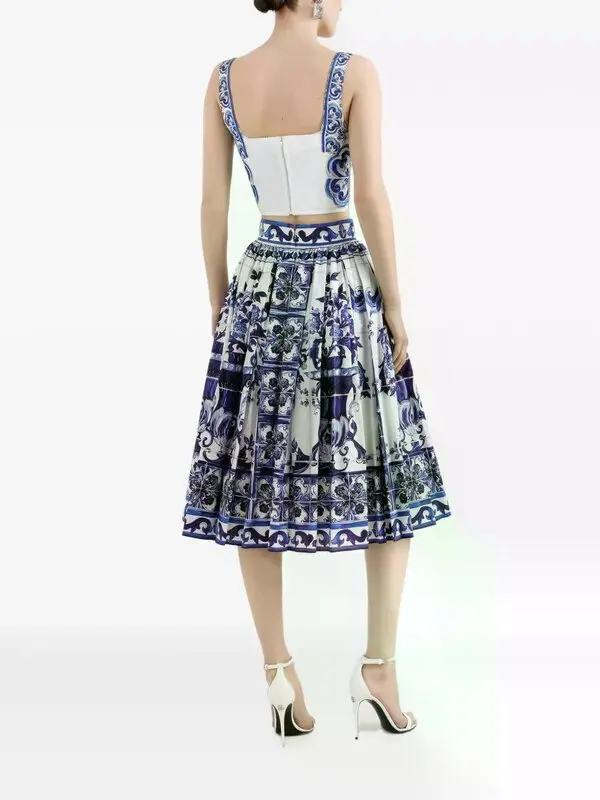 Dolce & Gabbana Majolica-print Pleated Midi Skirt