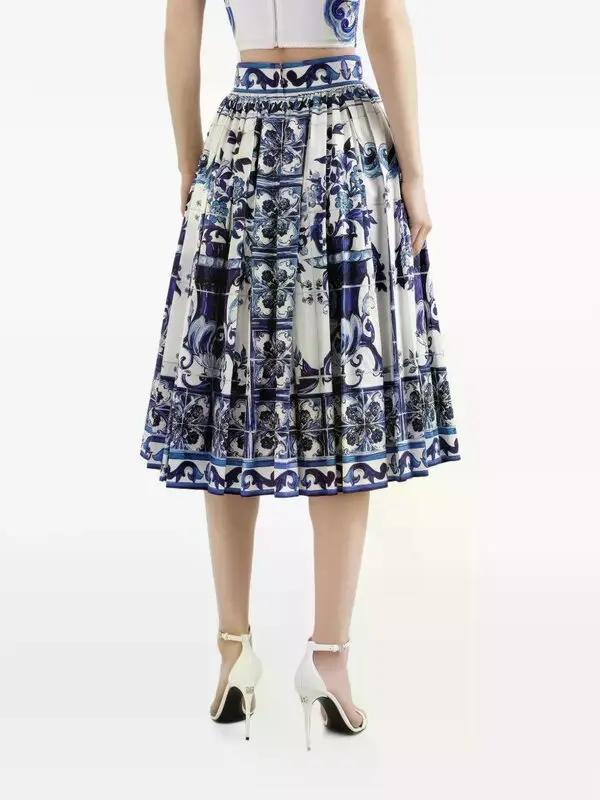Dolce & Gabbana Majolica-print Pleated Midi Skirt