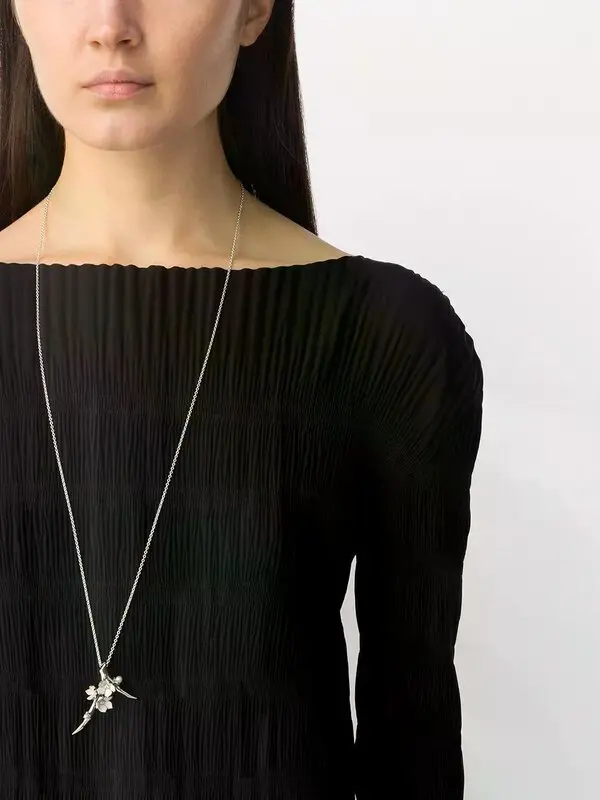 SHAUN LEANE Sterling Cherry Blossom Diamond And Pearl Necklace - Silver