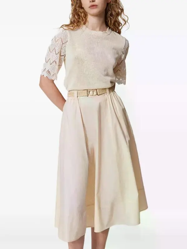 TWINSET Belted Midi Skirt