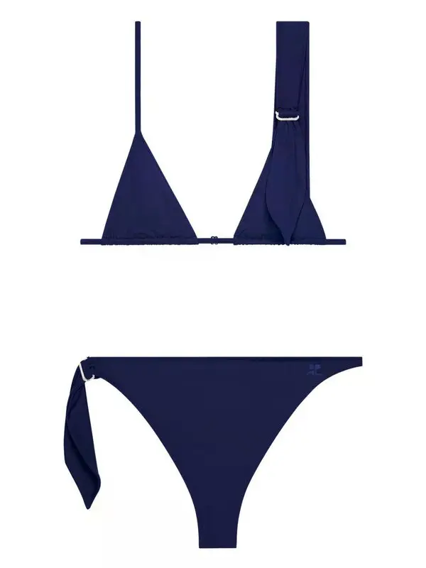 COURREGES Navy Bikini Set With Side Tie Detail - Blue