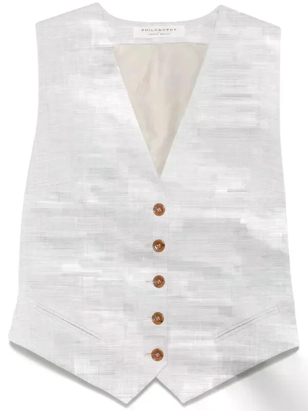 Philosophy Di Lorenzo Serafini Textured V-neck Waistcoat - Neutrals