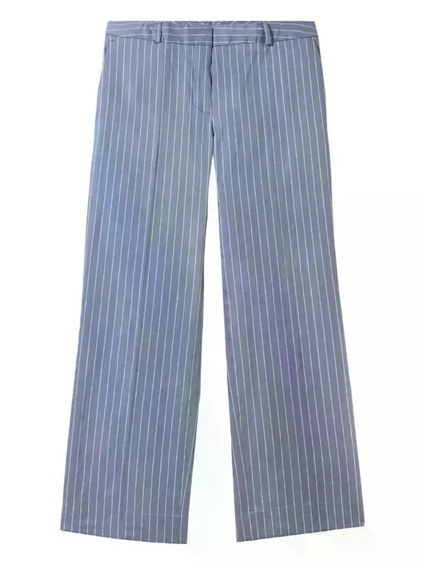 Brooks Brothers Pinstripe Wide Leg Trousers - Blue
