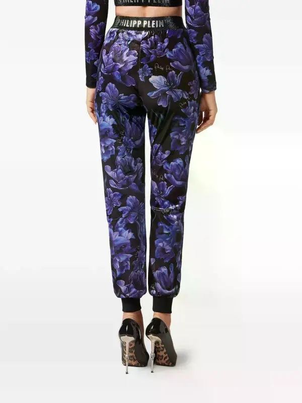 Philipp Plein Floral Print Crystal Embellished Track Pants