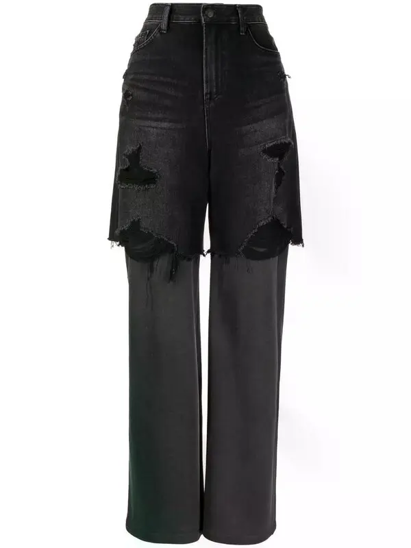 Goen.j Distressed Wide-leg Jeans - Grey