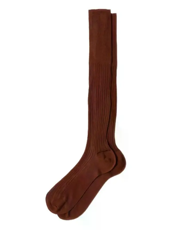 Prada Ribbed Knee-high Socks - Brown