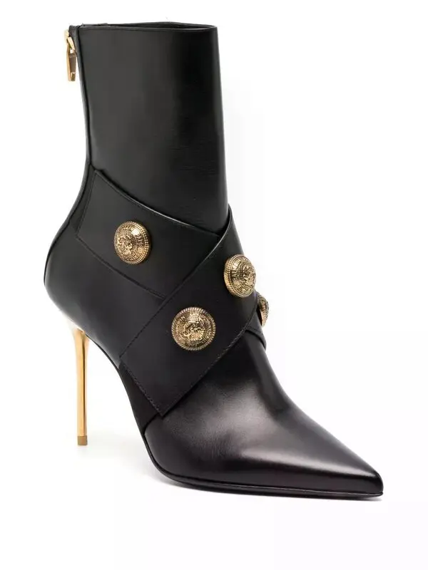Balmain Pointed-toe Leather Boots With Stiletto Heel
