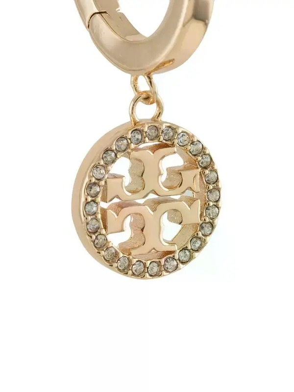 Tory Burch Miller Hoop Earrings With Pavé Crystal - Gold