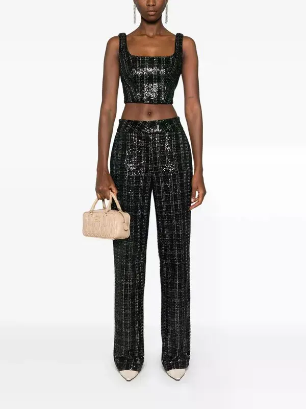 GENNY Sequinned Plaid Trousers