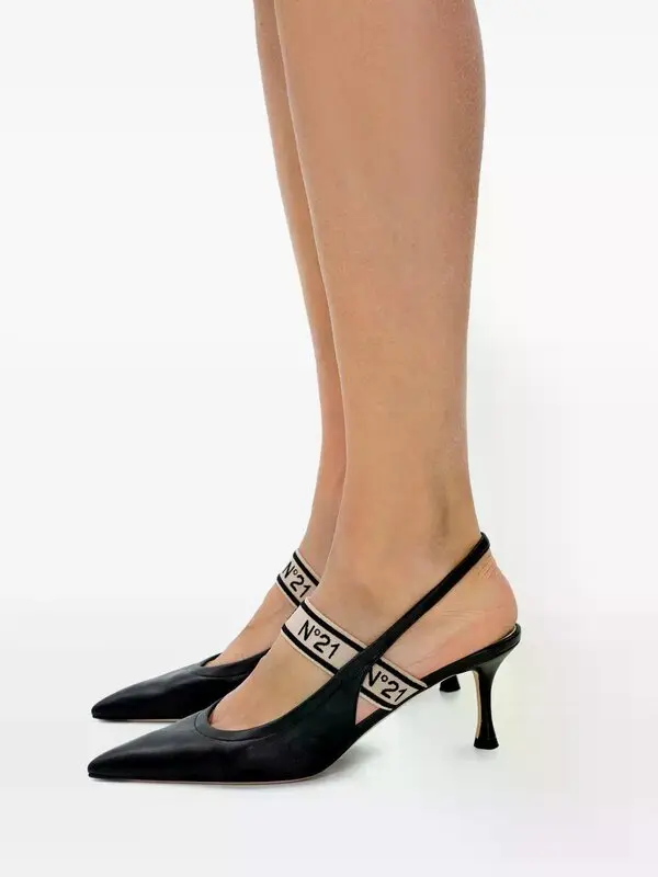 N°21 Logo-strap Slingback Pumps - Black