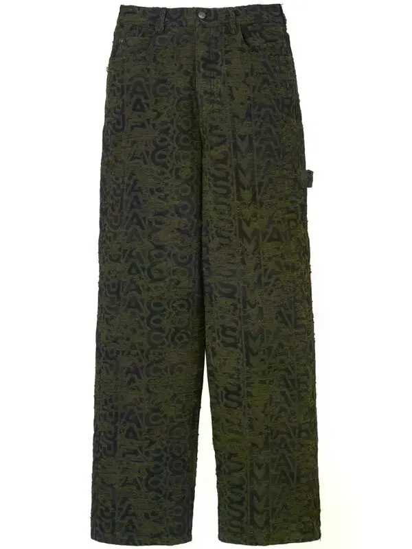 Marc Jacobs Monogram Pattern Distressed Wide-leg Jeans