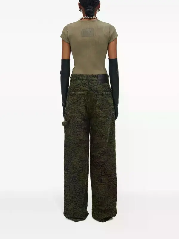 Marc Jacobs Monogram Pattern Distressed Wide-leg Jeans