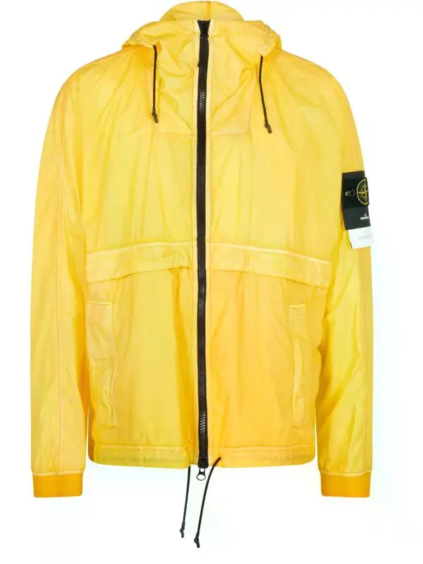 Stone Island Hooded Jacket With Zip Fastening And Drawstring Hem - Yellow