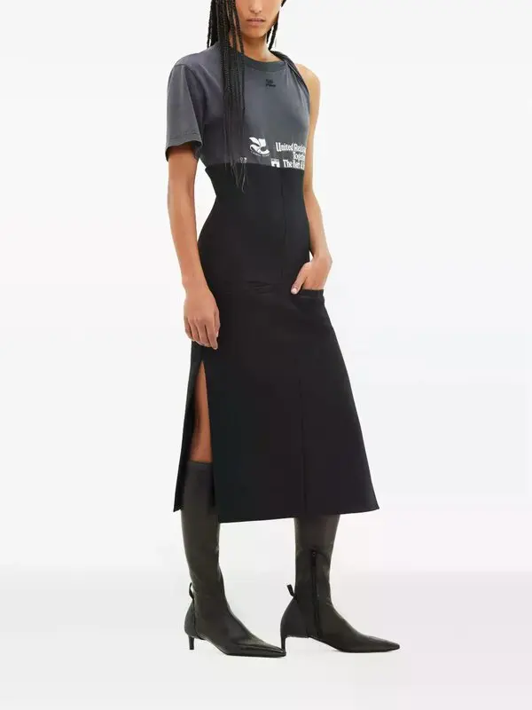 COURREGES Panelled Midi Dress With Logo Print