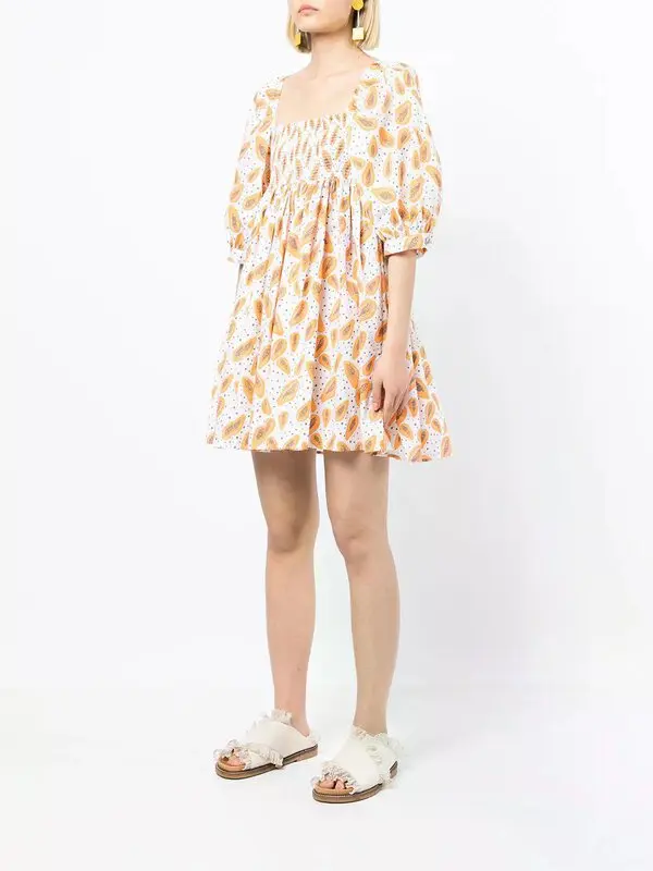 Pitusa Printed Babydoll Dress - Orange
