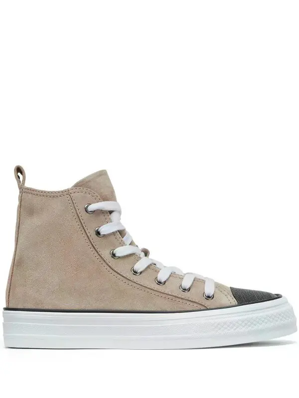 Brunello Cucinelli Panelled High Top Sneakers - Brown