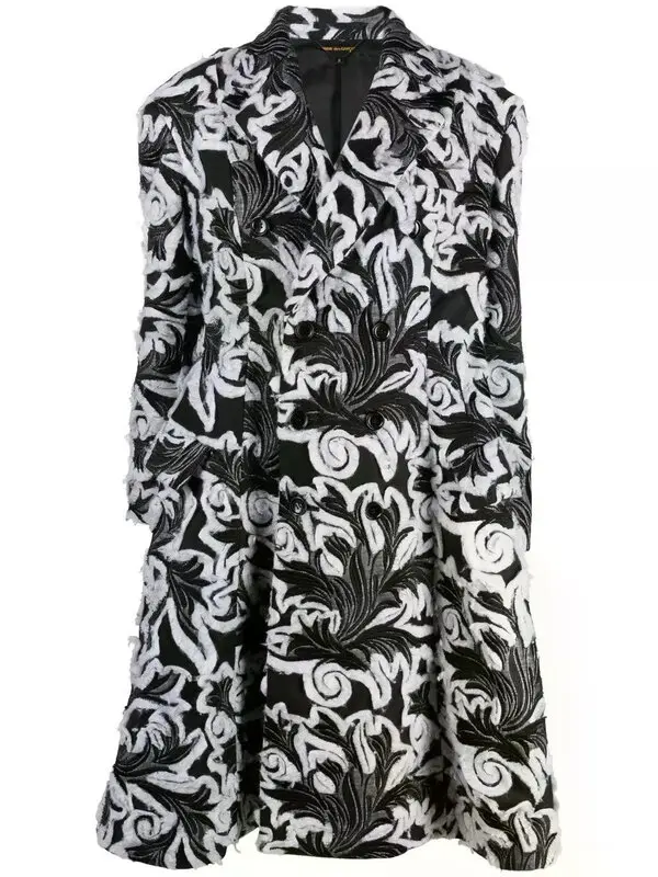 Comme Des Garçons Double-breasted Floral Jacquard Coat