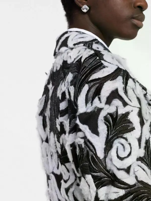 Comme Des Garçons Double-breasted Floral Jacquard Coat