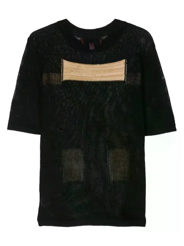 Eckhaus Latta Open-knit Colour-block Jumper - Black