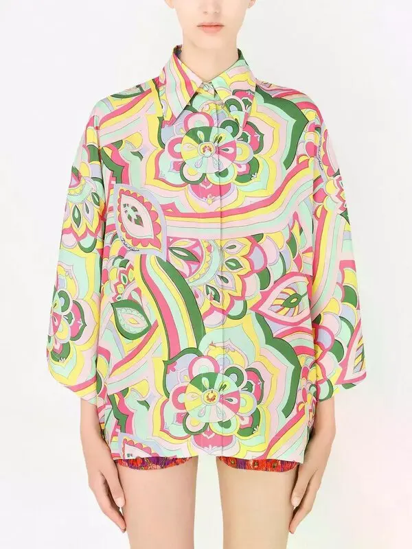 Dolce & Gabbana Abstract Floral Print Silk Shirt