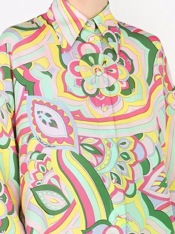 Dolce & Gabbana Abstract Floral Print Silk Shirt