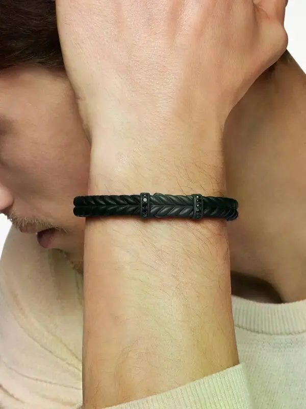 David Yurman Chevron Braided Bracelet With Diamonds