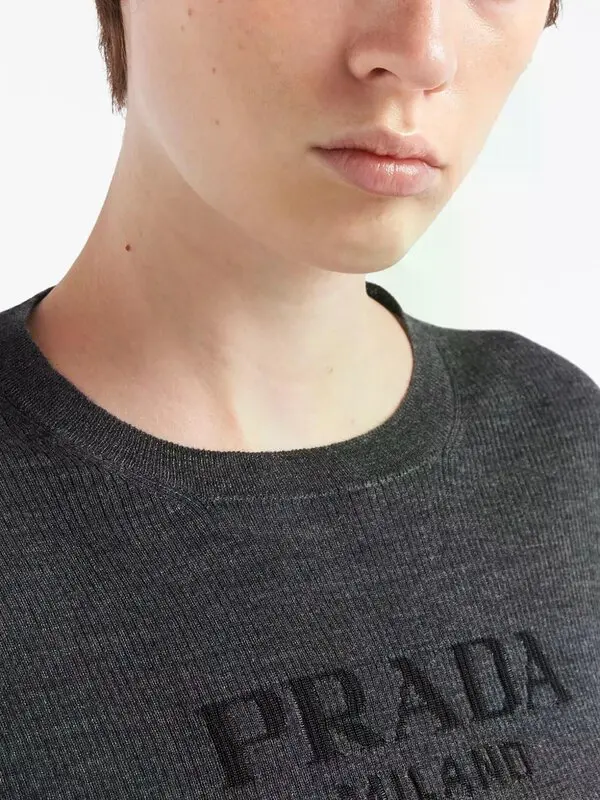 Prada Logo Intarsia Wool Jumper