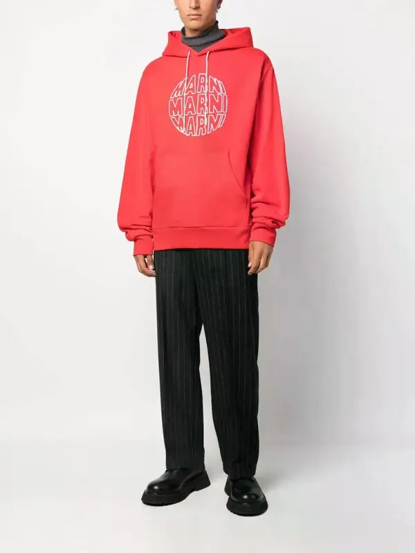 Marni Logo-print Cotton Hoodie - Red