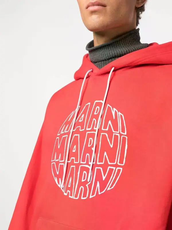 Marni Logo Print Cotton Hoodie